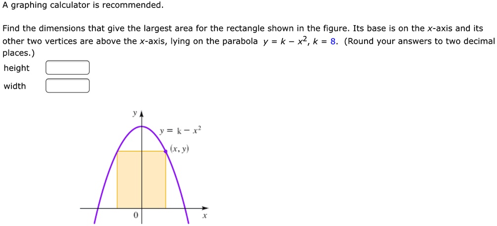 graphing calculator is recommended find the dimensions that give the largest area for the ...