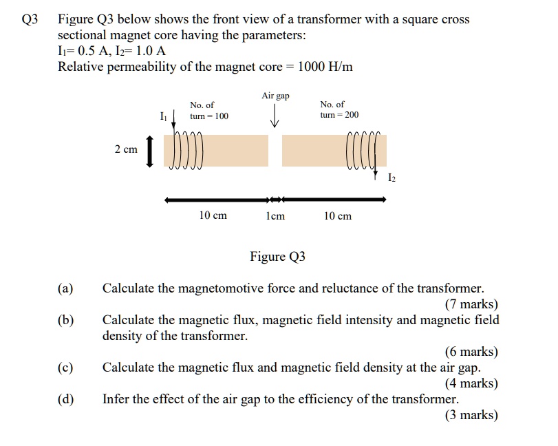 SOLVED: Q3 Figure Q3 below shows the front vicw of a transformer with ...