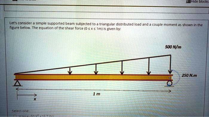 SOLVED: Let's consider a simply supported beam subjected to a triangular distributed load and a ...