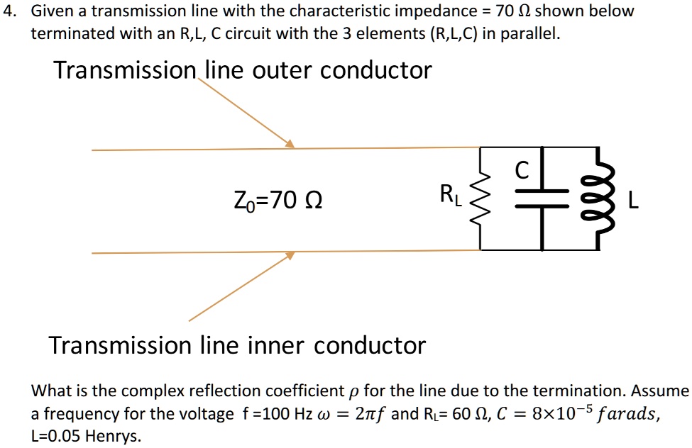 SOLVED: Electromagnetic Theory 4. Given a transmission line with the ...