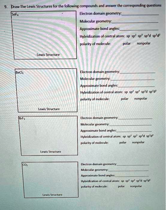 praw the lewis structures for the following compounds and answer the ...
