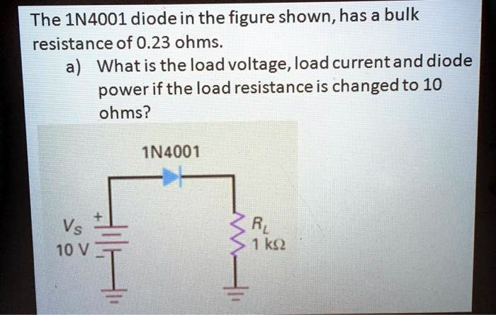 the 1n4001 diode in the figure shownhas a bulk resistance of 023ohms a ...