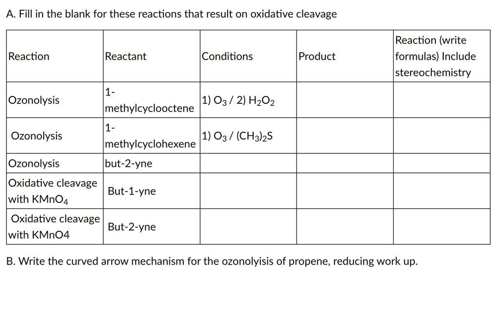 SOLVED: Reaction (write formulas) Include stereochemistry Reaction ...