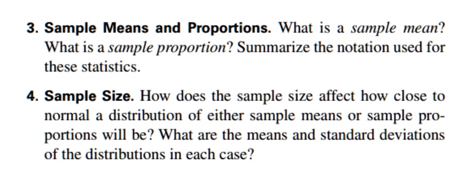 SOLVED: 3. Sample Means and Proportions What is a sample mean? What is ...