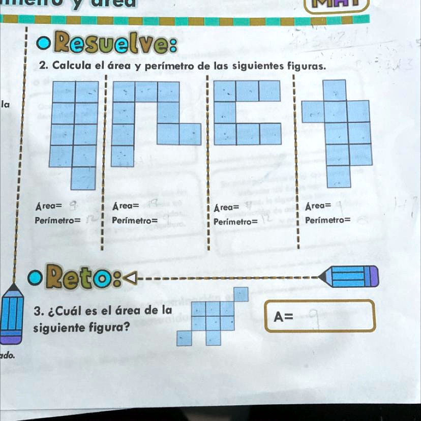 SOLVED: Cálculos él área y perímetro de las Sifuentes figuras 1 oe ...