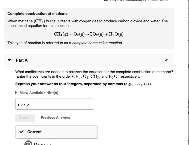 Complete combustion of methane When methane (CH4) burns, it reacts with oxygen gas to produce ...