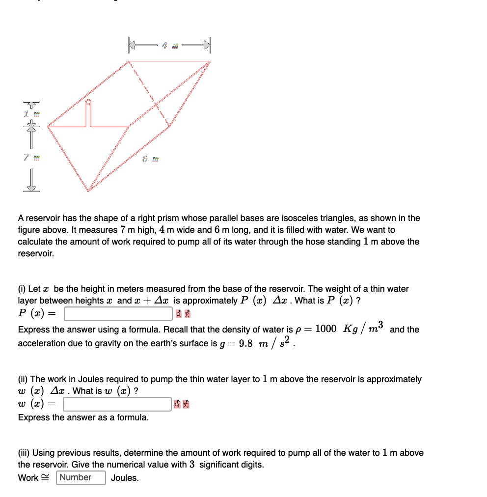SOLVED: k ^ m= A reservoir has the shape of a right prism whose ...