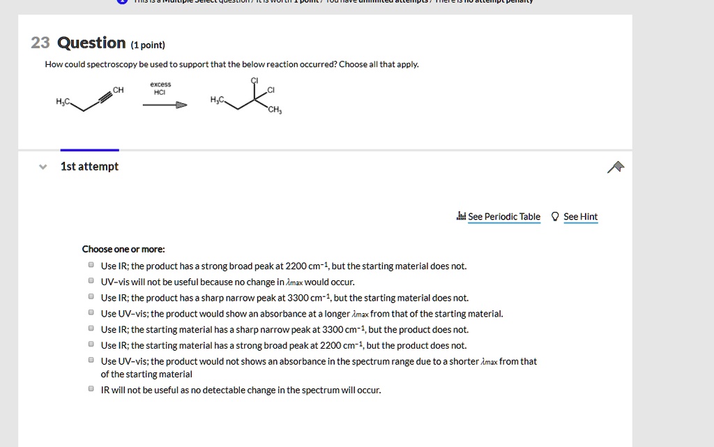 SOLVED: 23 Question (1point) Howcould spectroscopy be usedto support ...