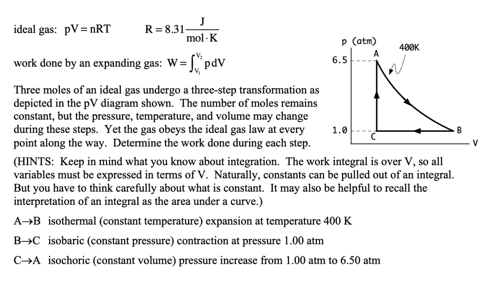 ideal gas pv nrt r831 mol k atm 400k work done by an expanding gas w ...