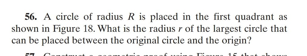 56. A circle of radius R is placed in the first quadrant as shown in ...