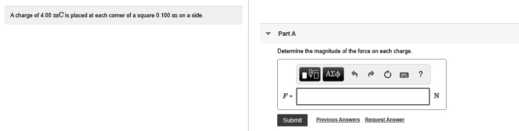 SOLVED: Acharge of 4.00 mC is placed each corner of square 100 side Pan ...