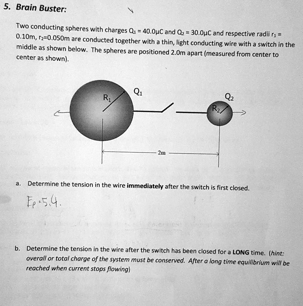 [get Answer] 5 Brain Buster Two Conducting Spheres With Charges Q1