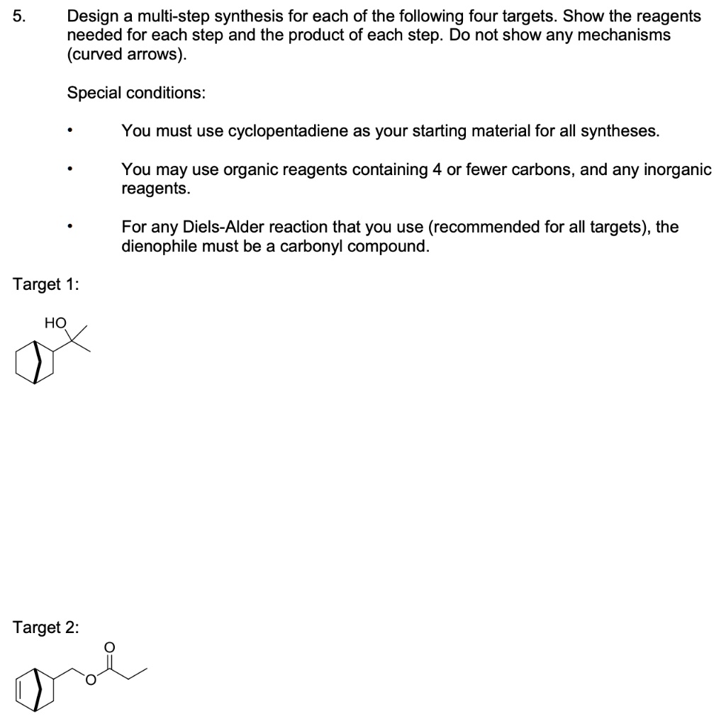 SOLVED: Design a multi-step synthesis for each of the following four targets. Show the reagents ...