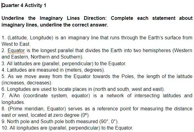 SOLVED: Underline the Imaginary Lines Direction: Complete each ...