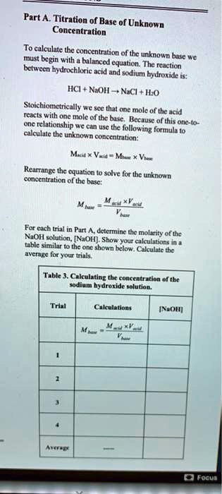 Part A. Titration of Base of Unknown Concentration To...