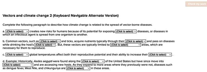 SOLVED: Vectors and climate change 2 (Keyboard Navigable Alternate Version) Complete the ...