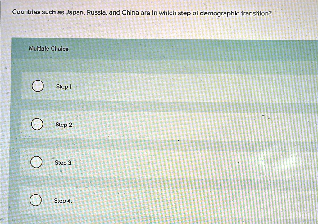 Countries such as Japan, Russia, and China are in which step...