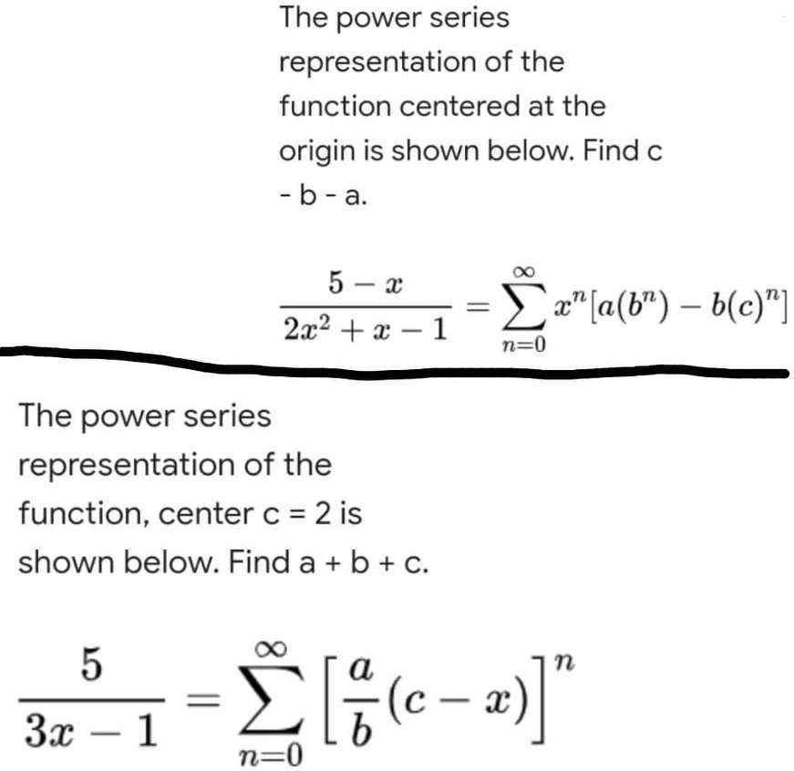 Solved The Power Series Representation Of The Function Centered At The Origin Is Shown Below