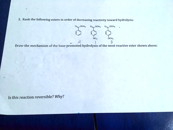 SOLVED: Rank the following esters in order of decreasing reactivity toward hydrolysis: OCH OCHA ...