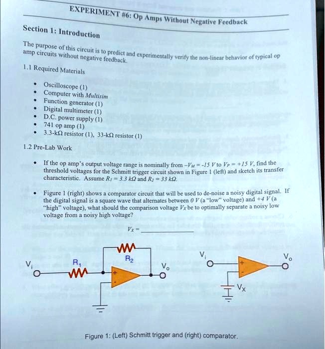 SOLVED: Texts: Section 1: Introduction Circuits without Negative Feedback. 1.1 Required ...