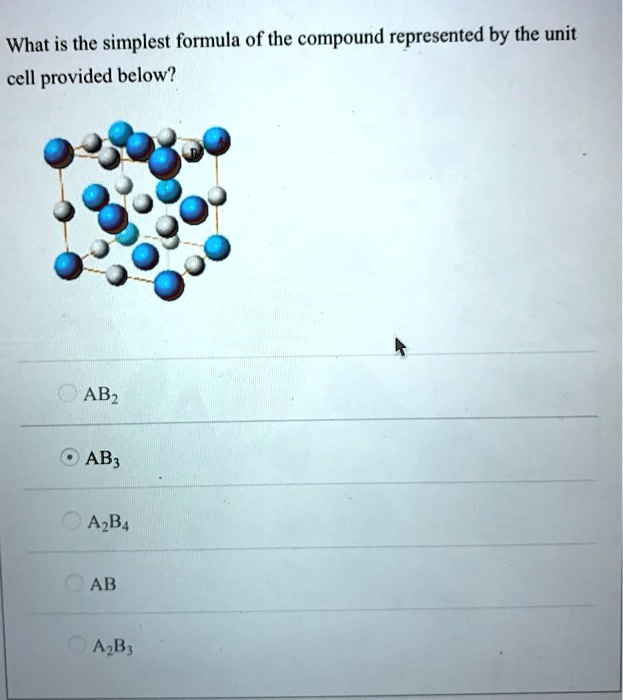 SOLVED: What is the simplest formula of the compound represented by the ...
