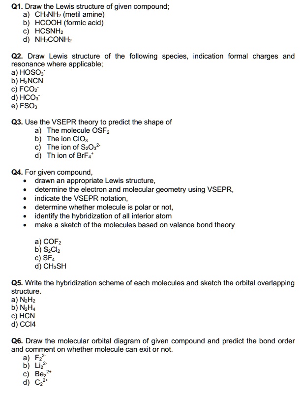 q1 draw the lewis structure of given compound chnhz metil amine hcooh ...