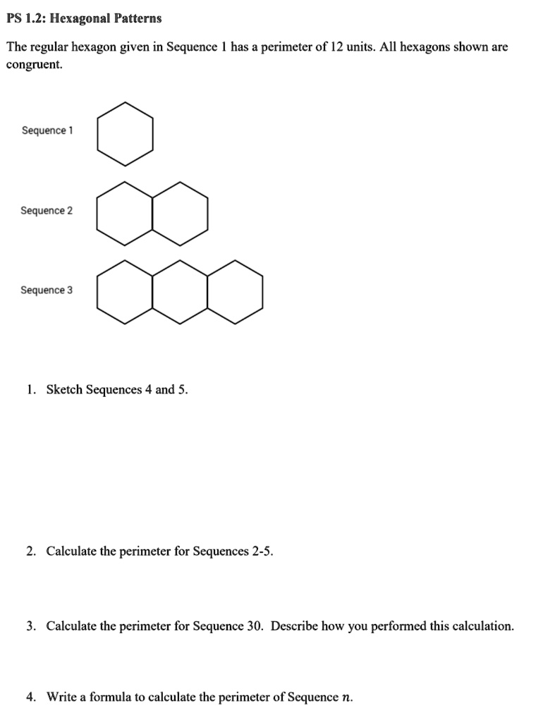 SOLVED: PS 1.2: Hexagonal Patterns The regular hexagon given in ...