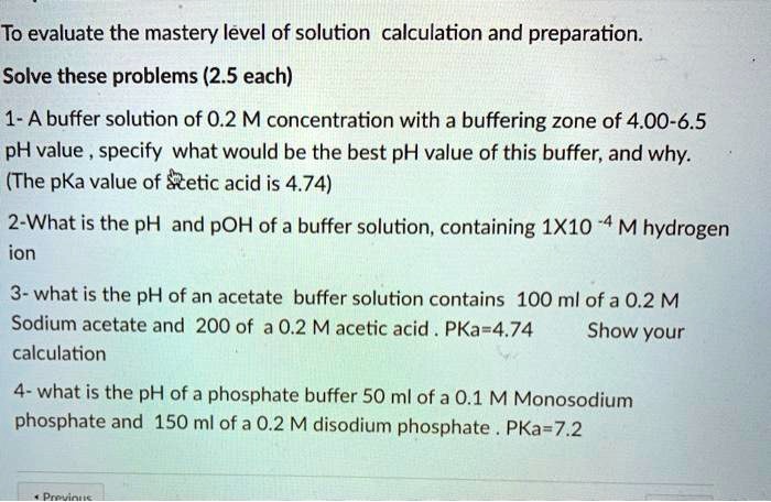 SOLVED: To evaluate the mastery level of solution calculation and preparation, solve these ...