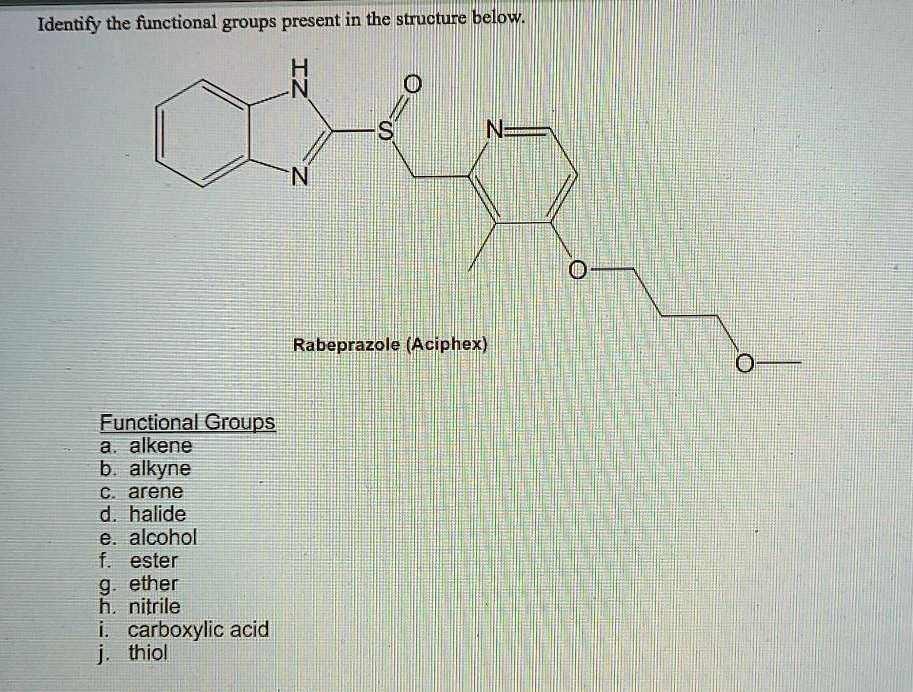 SOLVED: Identify the functional groups present in the structure below ...