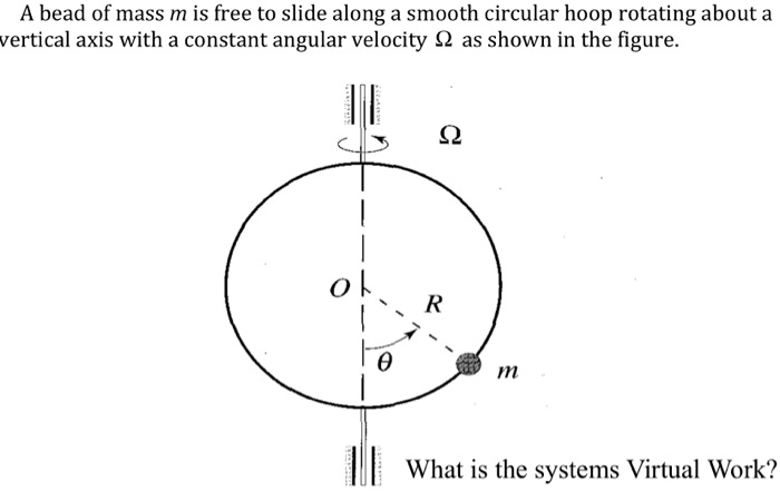 A bead of mass m is free to slide along a smooth circular hoop rotating ...