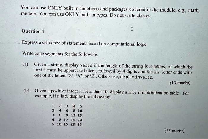 [GET ANSWER] You can use ONLY built-in functions and packages covered in the module, e.g., math ...