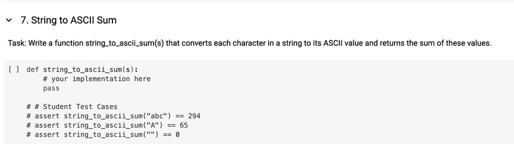 Video Solution String To Ascii Sum Task Write A Function Stringtoasciisums That Converts