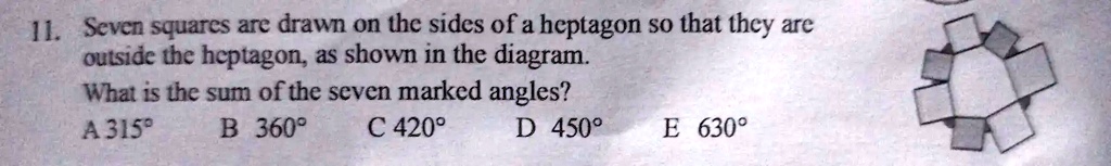 11. Seven squares are drawn on the sides of a heptagon so that they are ...