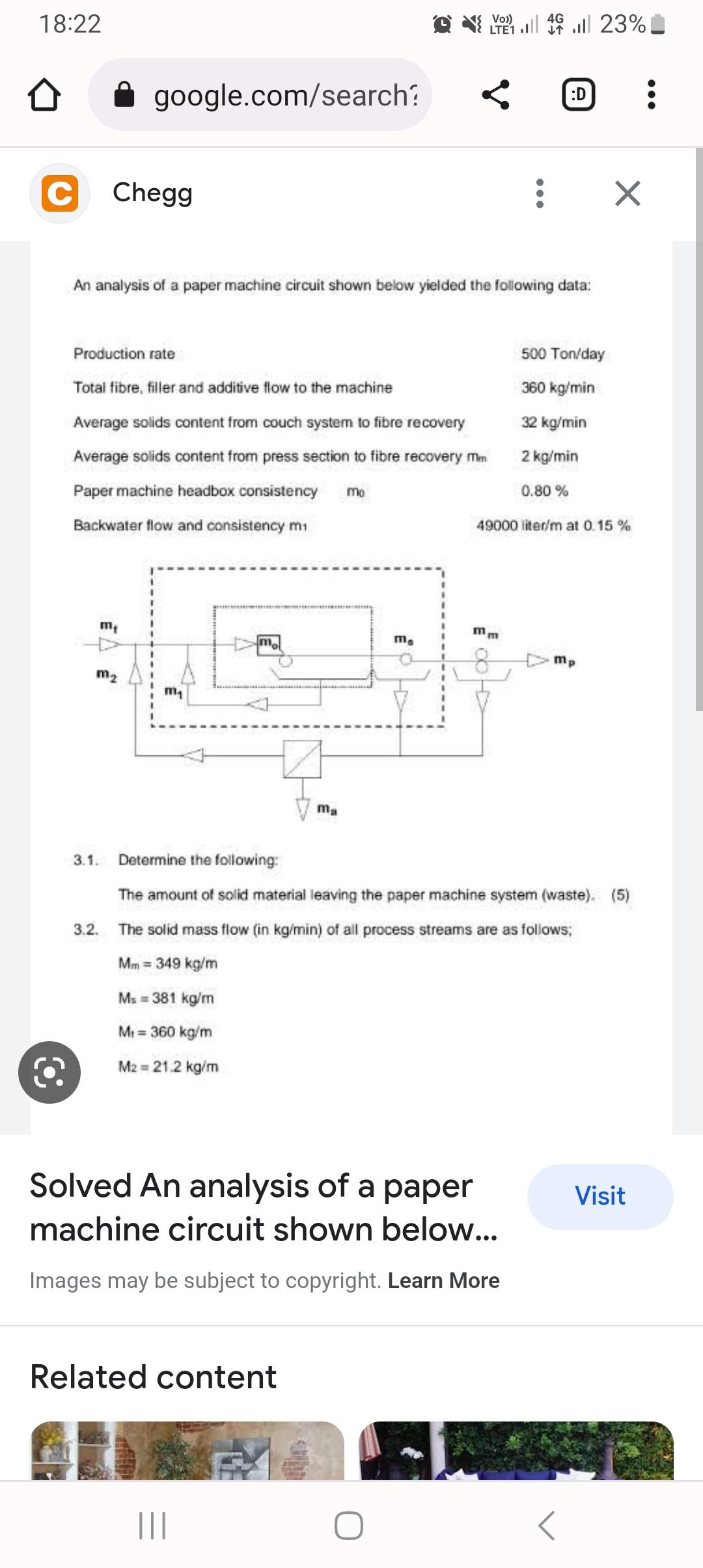 SOLVED: 18: 22 Q google.com/search? ? Chegg An analysis of a paper machine circuit shown below ...