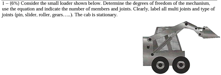 SOLVED: 'please solve completely 1 - 6%) Consider the small loader ...