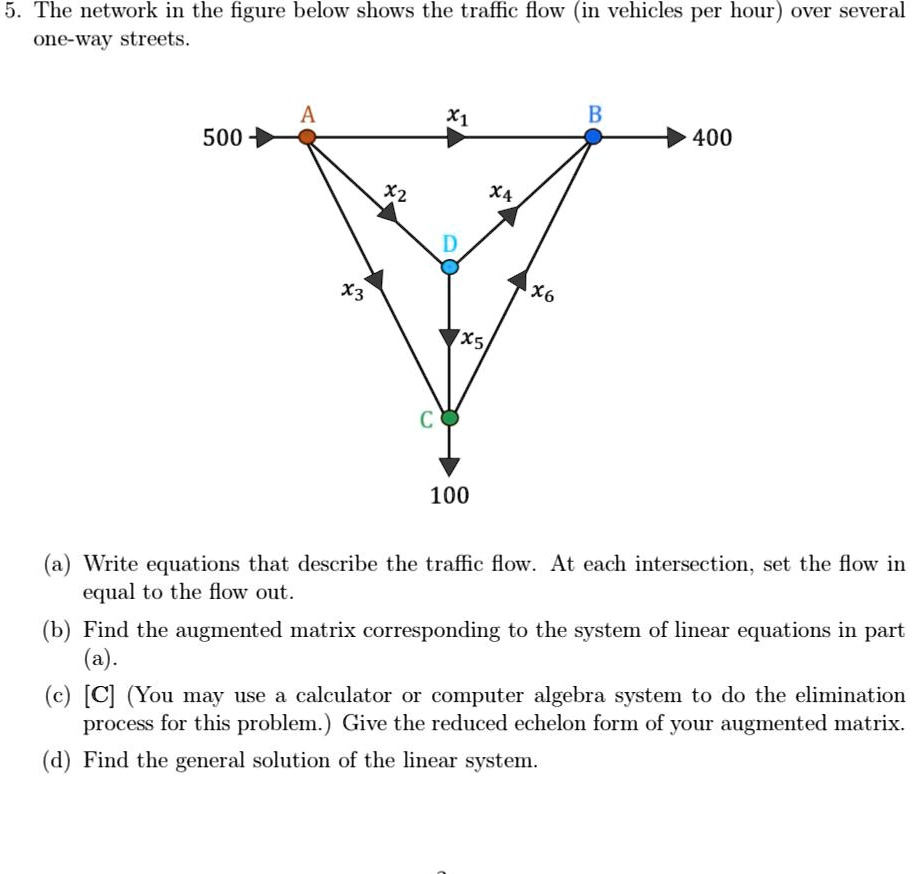 5. The network in the figure below shows the traffic flow (in vehicles ...