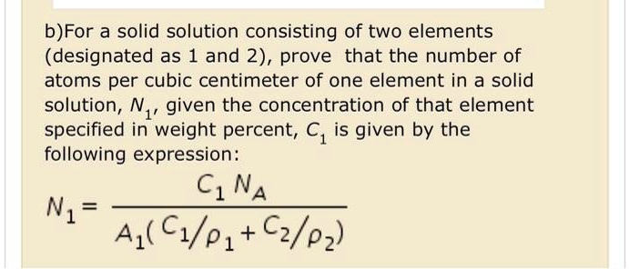 For a solid solution consisting of two elements (designated as 1 and 2), prove that the number ...