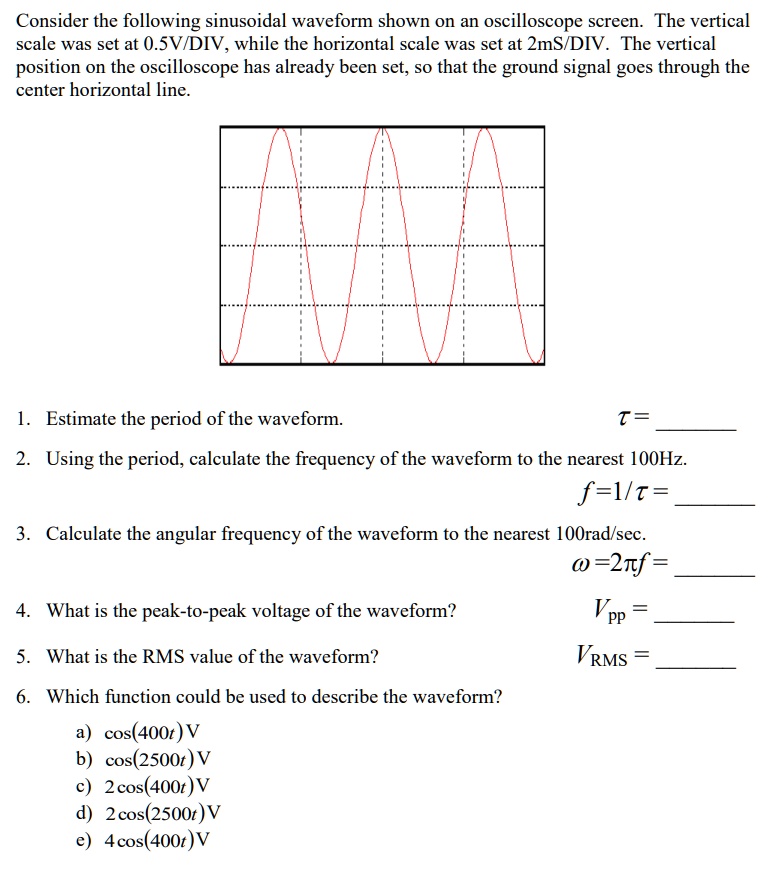 SOLVED: Consider the following sinusoidal waveform shown on an ... SOLVED: Consider the following sinusoidal waveform shown on an ...