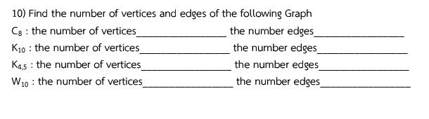 SOLVED: 10) Find the number of vertices and edges of the following Graph the number of vertices ...