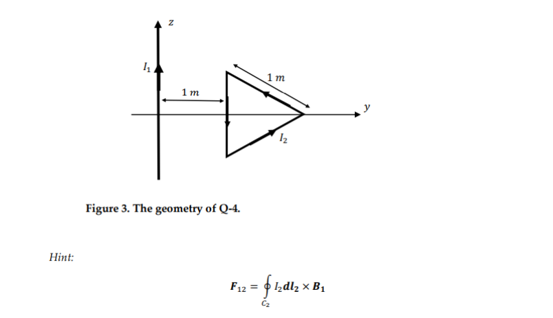 Figure 3. The geometry of Q-4. Hint: F12=∮C2 I2 d l2× B1