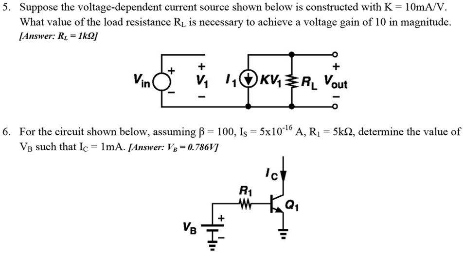 SOLVED: 5. Suppose the voltage-dependent current source shown below is constructed with K = 10mA ...