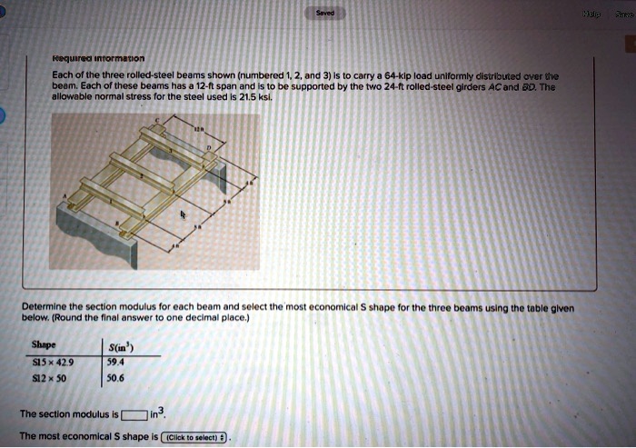 SOLVED: Solve Each of the three rolled-steel beams shown numbered 1, 2 ... SOLVED: Solve Each of the three rolled-steel beams shown numbered 1, 2 ...