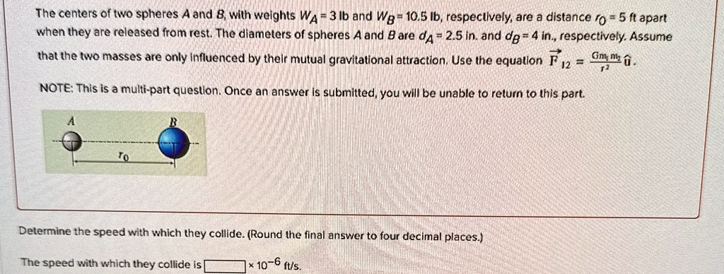 The centers of two spheres a and b with weights wa 3 lb and...