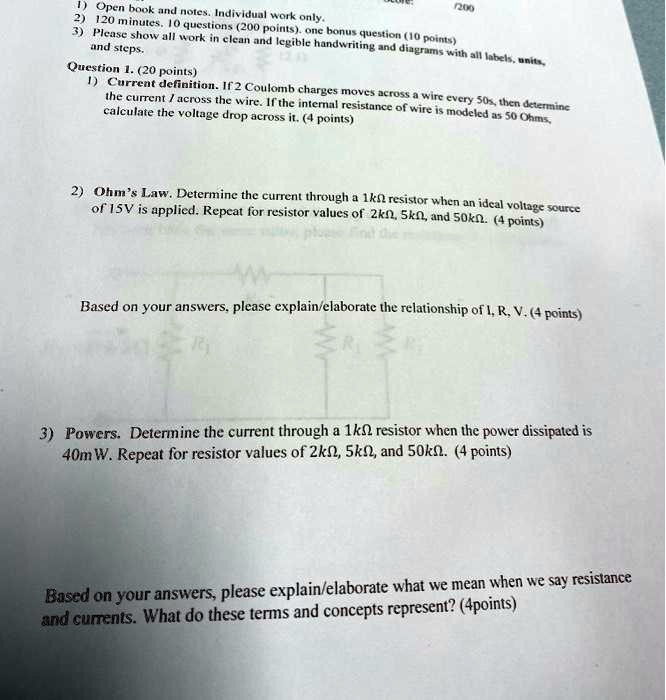 SOLVED: Open book and notes. Individual work only. Question 1. (20 ...