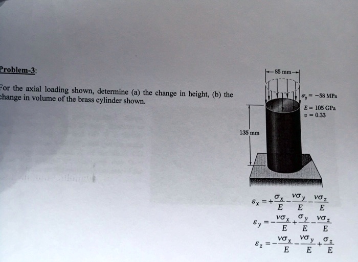 Problem-3: For the axial loading shown, determine (a) the change in ...