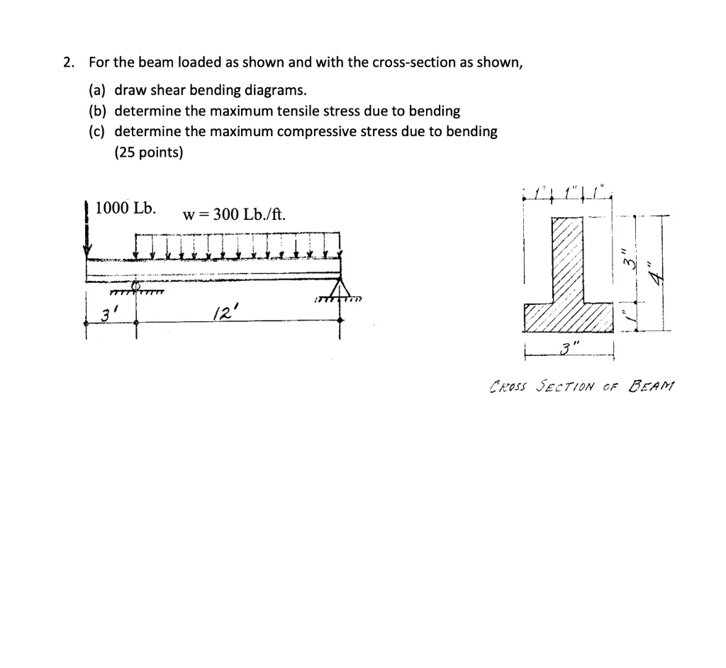 SOLVED: For the beam loaded as shown and with the cross-section as ...
