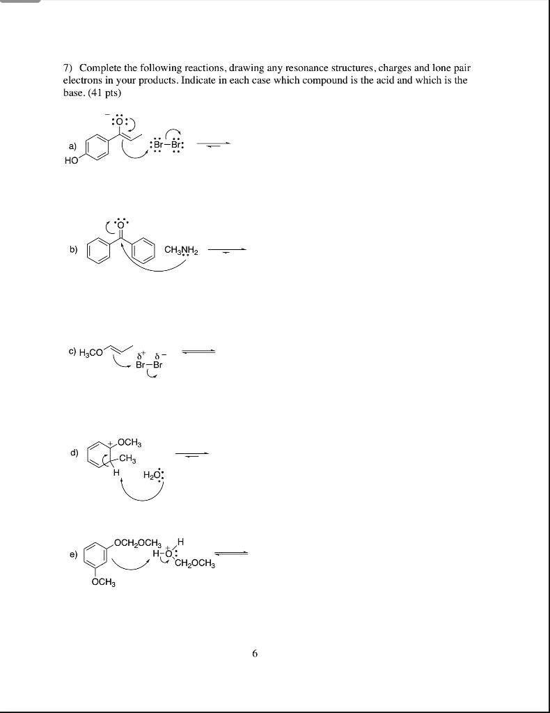 SOLVED: Complete the following reactions, drawing any resonance ...