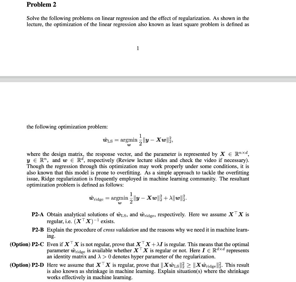 SOLVED:Problem 2 Solve the following problems on linear regression and the effect of ...
