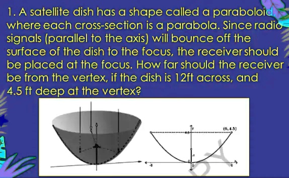 1.A satellite dish has @ shape called a paraboloid where each cross ...