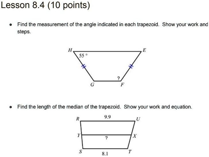 SOLVED: Lesson 8.4 (10 points) Find the measurement of the angle ...